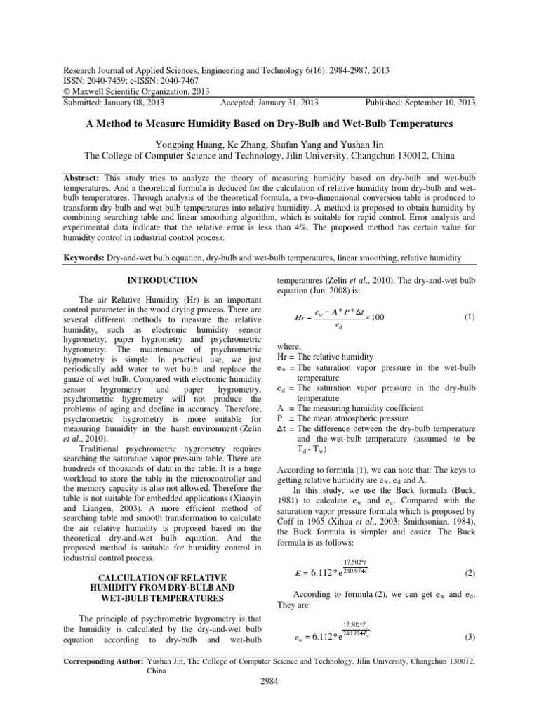Correct - RH PDF | PDF | Relative Humidity | Atmospheric Thermodynamics