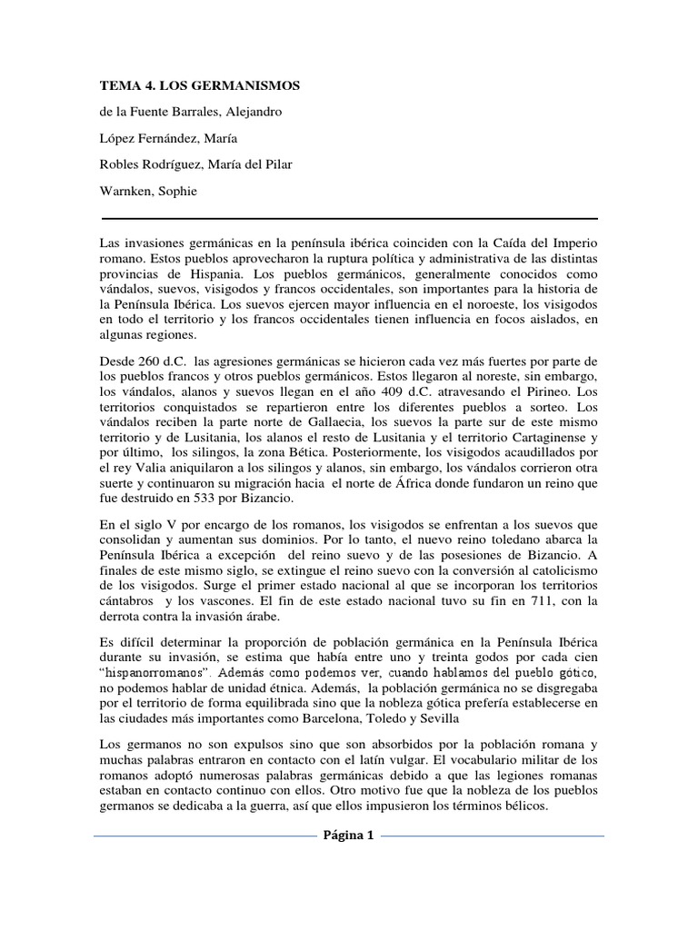 Germanismos | PDF | Pueblos germánicos | Europa antigua