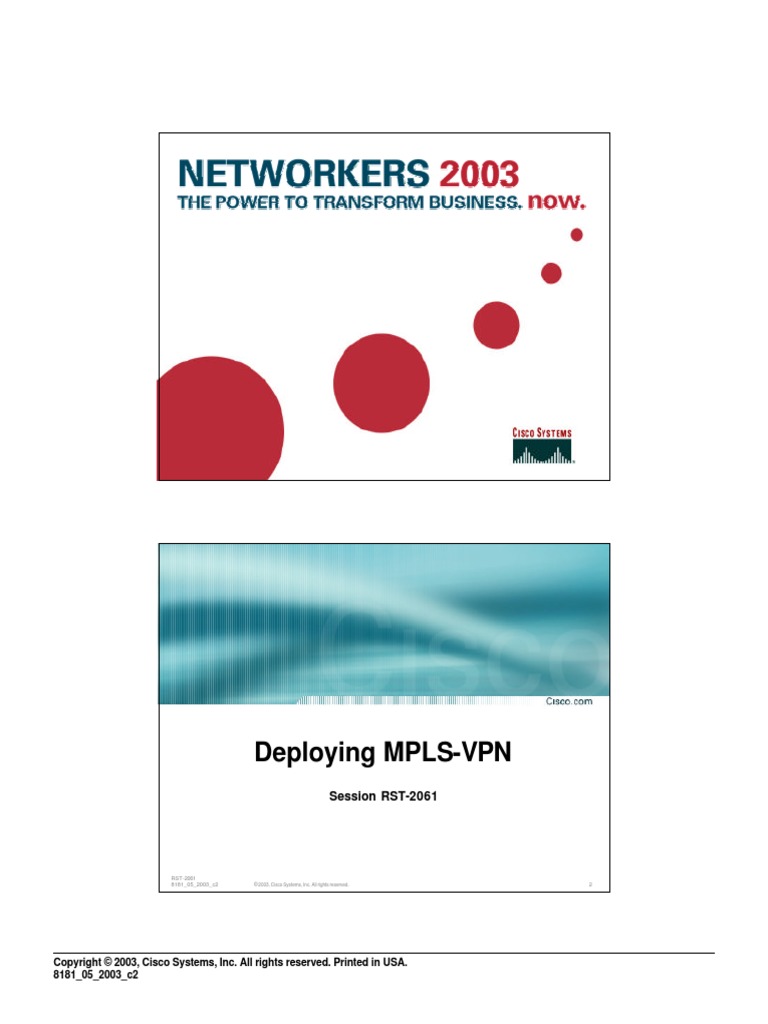 CISCO Networkers 2003 - Deploying MPLS-VPN PDF | PDF | Multiprotocol ...
