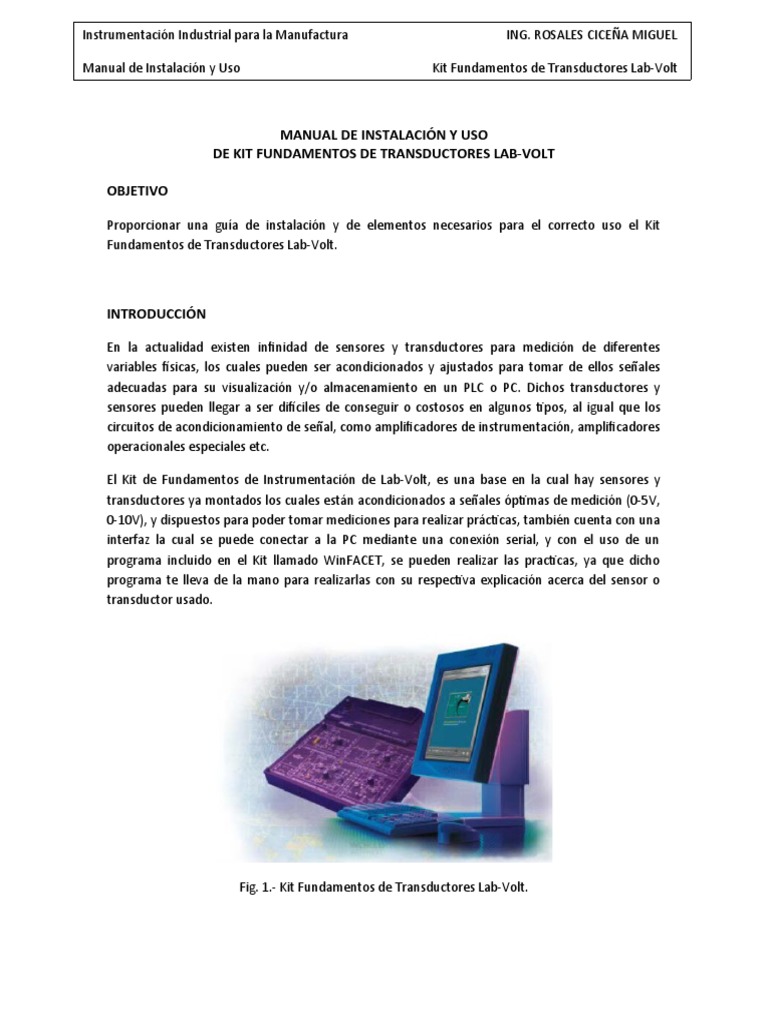 Manual de Instalacion y Uso de Kit FUNDAMENTOS DE TRANSDUCTORES LAB-VOLT | Descargar gratis PDF ...
