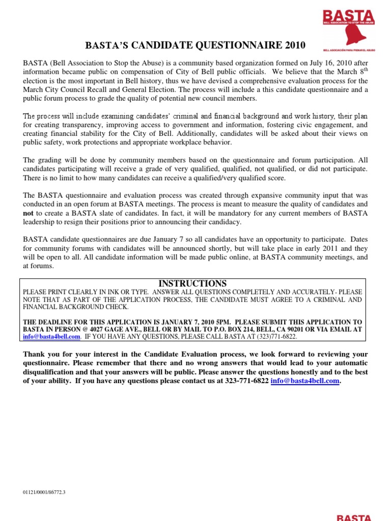 Candidate Questionnaire | PDF | Background Check | Public Sphere