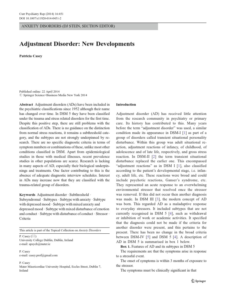 Adjustment Disorder. New Developments | PDF | Mental Disorder ...