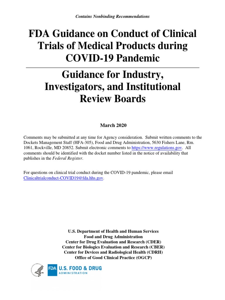 FDA Guidance #COVID19 | PDF | Institutional Review Board | Clinical Trial