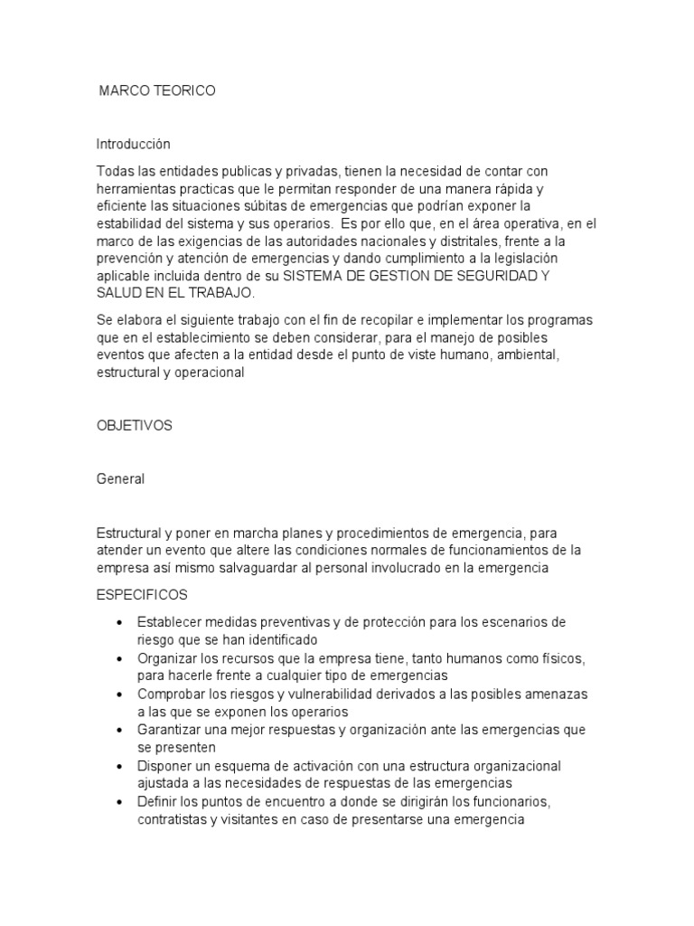 Plan Emergente y de Contingencia | PDF | Temblores | Riesgo