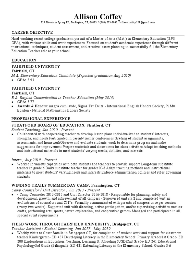 Allison Coffey Resume | Download Free PDF | Teaching Method | Teachers