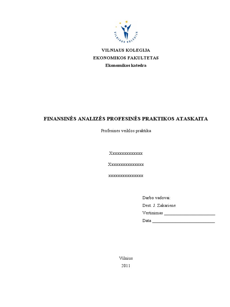 Finansines Analizes Profesines Praktikos Ataskaita | PDF
