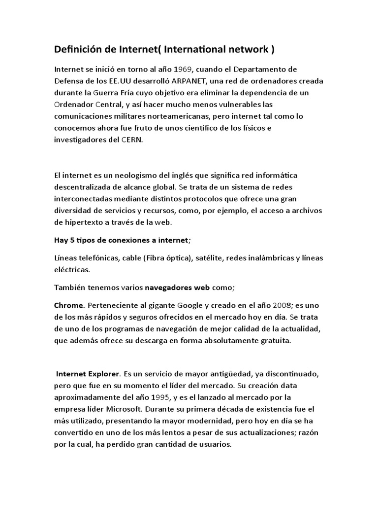 Definición de Internet | PDF | Internet | Red de computadoras