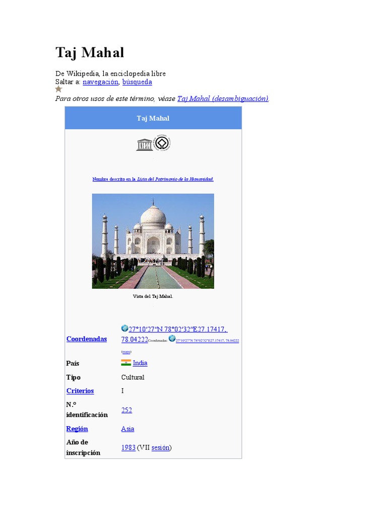 Taj Mahal | PDF
