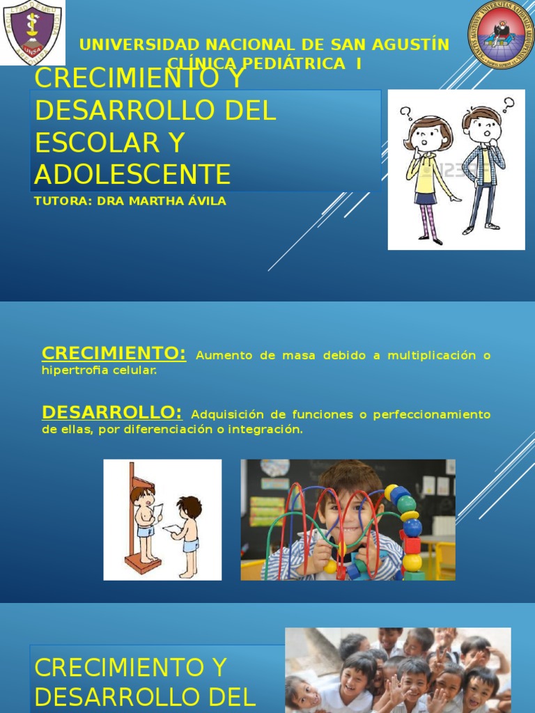 Crecimiento y desarrollo físico, cognitivo y psicosocial del escolar y adolescente | PDF ...
