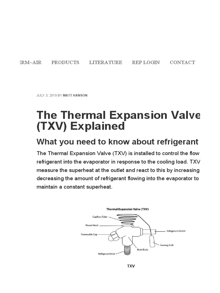 The Thermal Expansion Valve (TXV) Explained: What You Need To Know ...