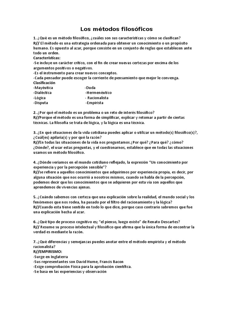 Métodos Filosóficos y sus Características | PDF | Empirismo ...