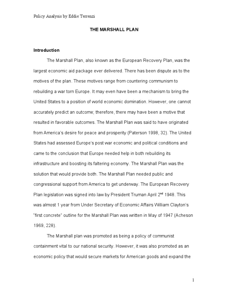 The Marshall Plan Policy Analysis | PDF | Marshall Plan | Containment