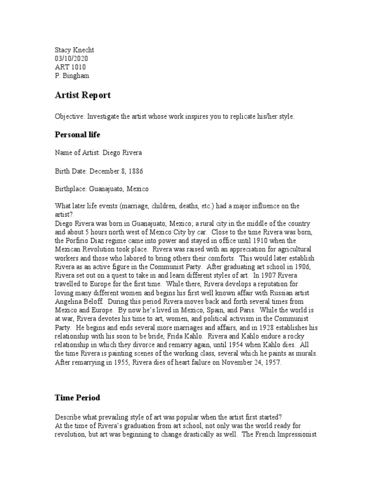 Artist Report | PDF | Paintings