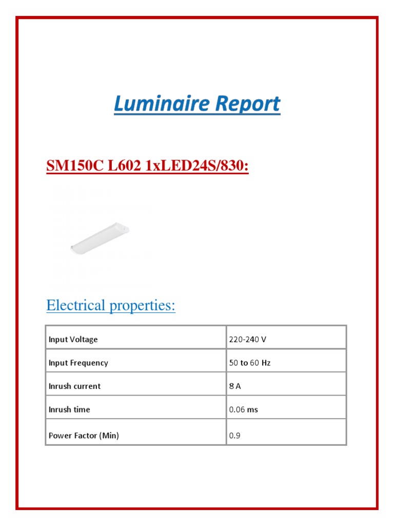 SM150C L602 1xLED24S/830:: Electrical Properties | PDF | Engineering ...