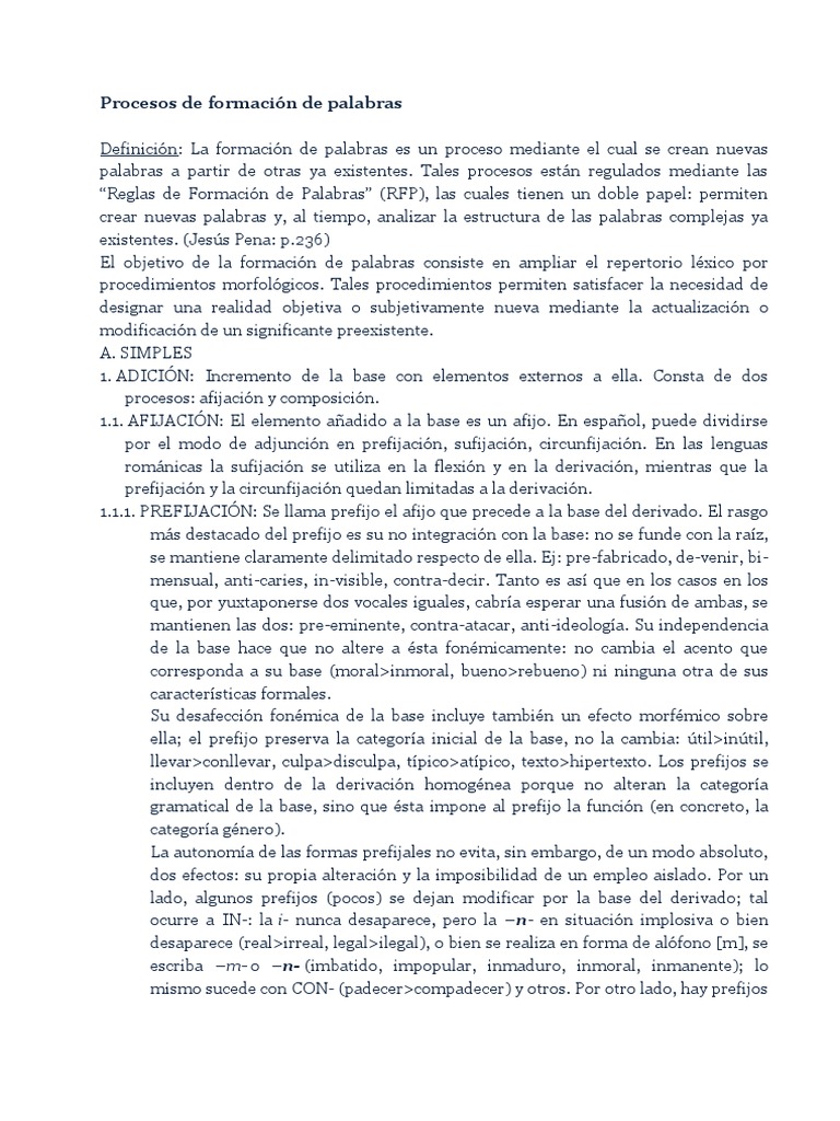 Procesos de Formación de Palabras en Español | PDF | Palabra | Semiótica