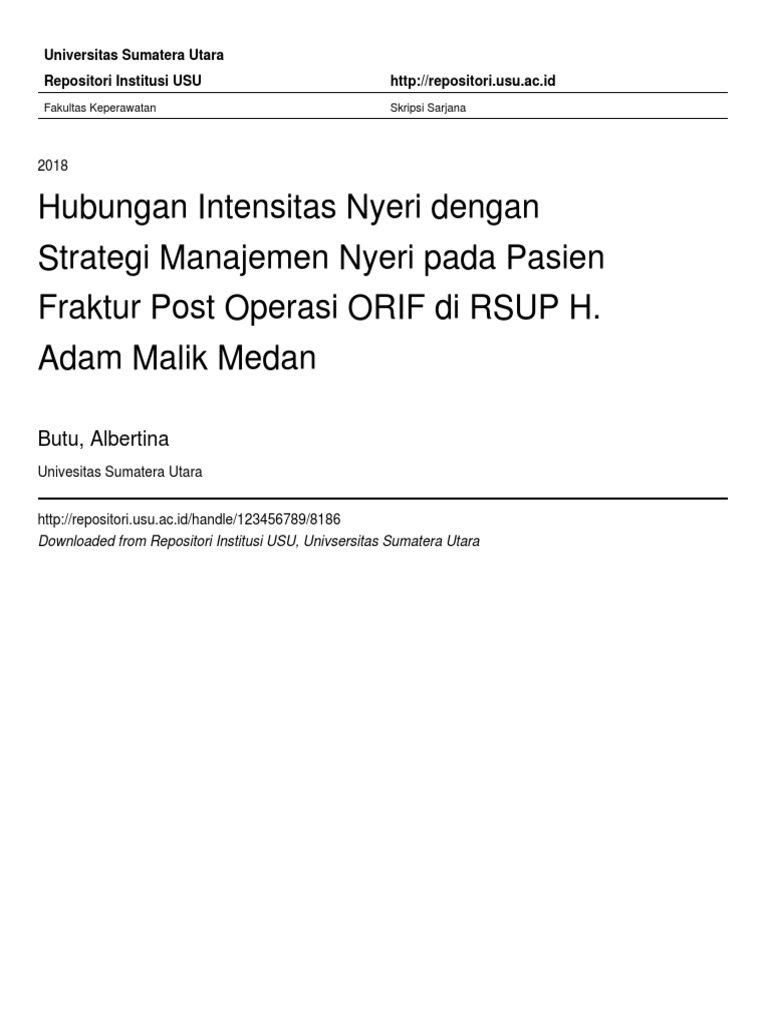 Hubungan Intensitas Nyeri Dengan Strategi Manajemen Nyeri Pada Pasien ...