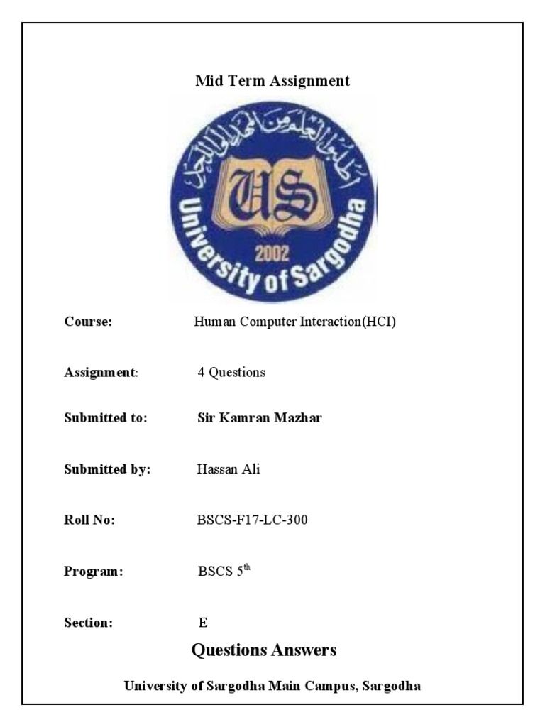Mid Term Assignment: Questions Answers | PDF | Icon (Computing) | Digital Technology