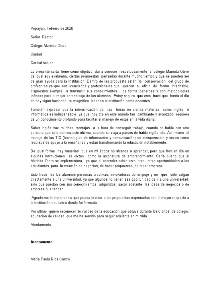 Carta Elaborada para El Rector | PDF