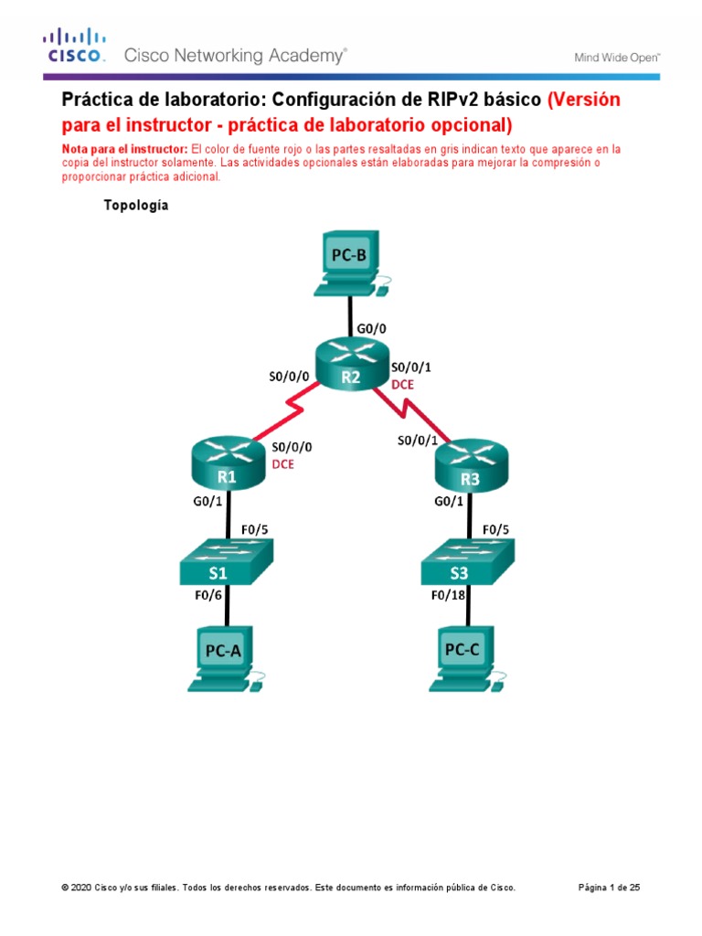 3.2.1.9 Lab - Configuring Basic RIPv2 - ILM | PDF | Enrutador (Computación) | Estándares de internet