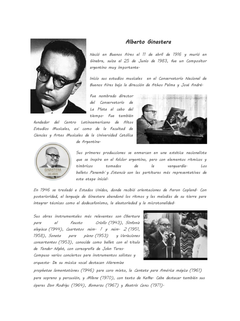 Alberto Ginastera: Compositor Argentino | PDF | Las artes escénicas ...