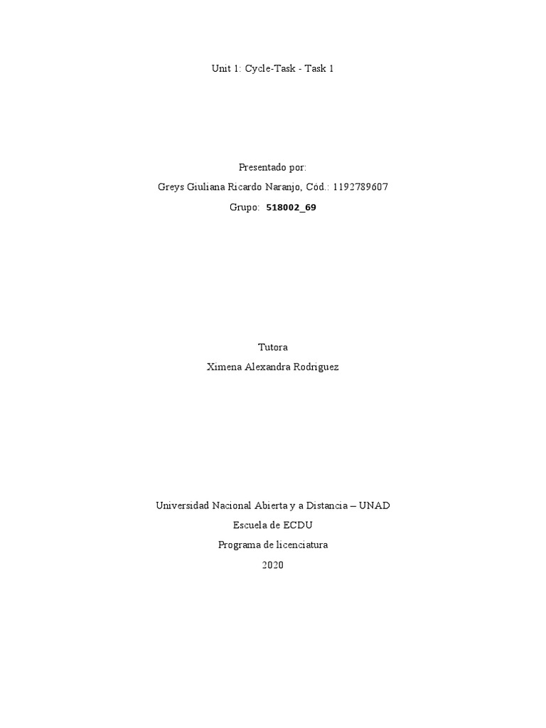 Unit 1: Cycle-Task - Task 1 | PDF