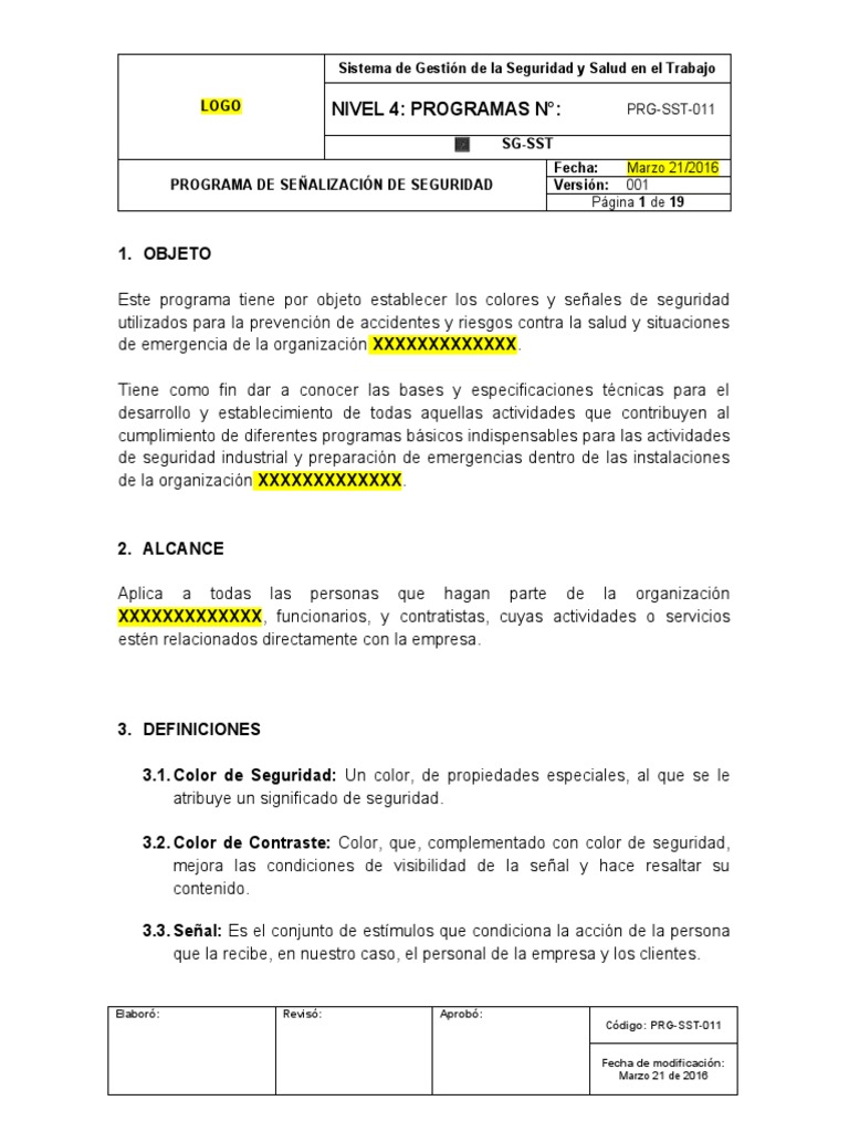 PRG-SST-011 Programa de Señalización de Seguridad | PDF | Color | Ligero PRG-SST-011 Programa de Señalización de Seguridad | PDF | Color | Ligero