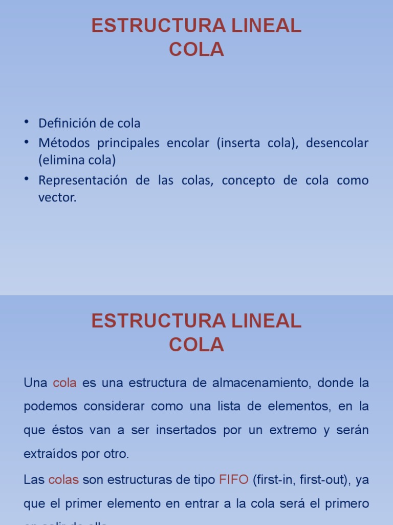 Estructura Cola | PDF | Cola (tipo de datos abstractos) | Informática ...