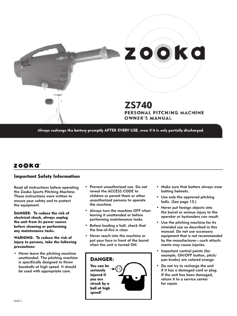 Zooka Pitching Machine ZS740 PDF | PDF | Business