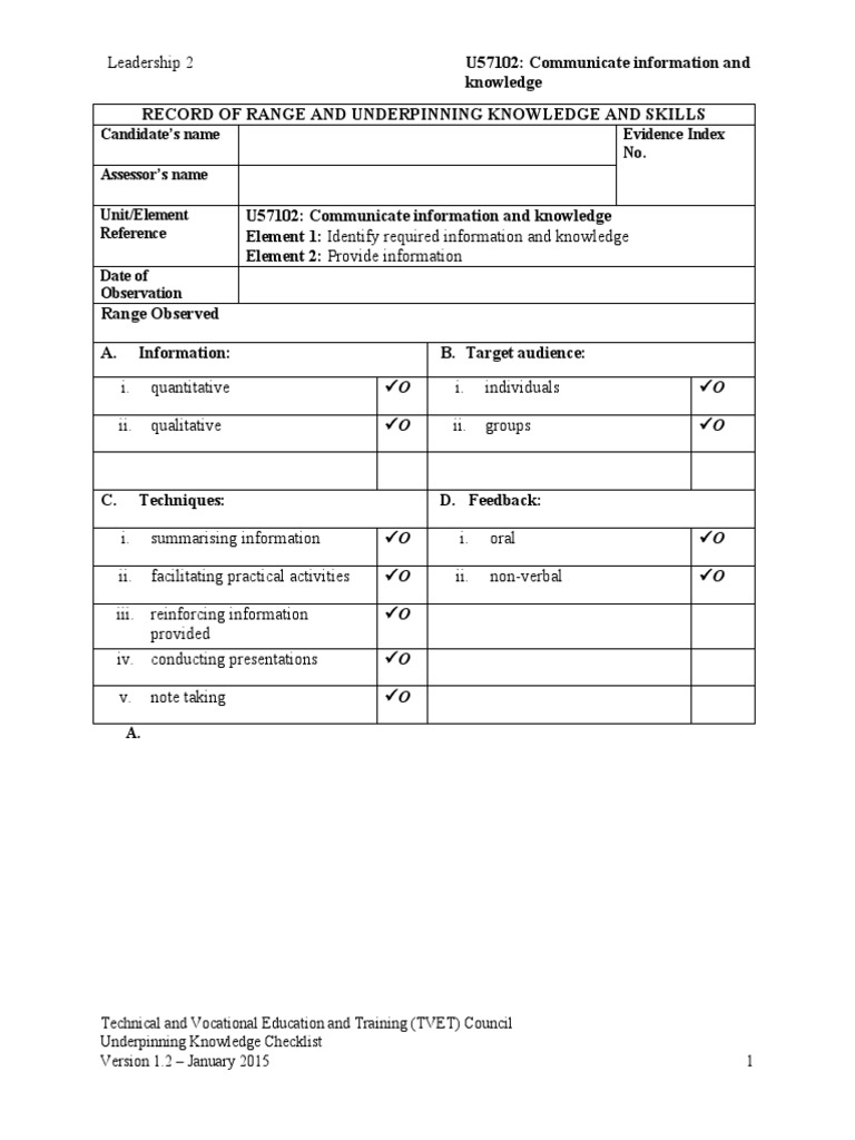 U57102 Communicate Information and Knowledge | PDF | Vocational ...
