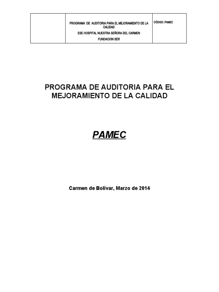 Pamec Ese 2014 | PDF | Hospital | Calidad (comercial)