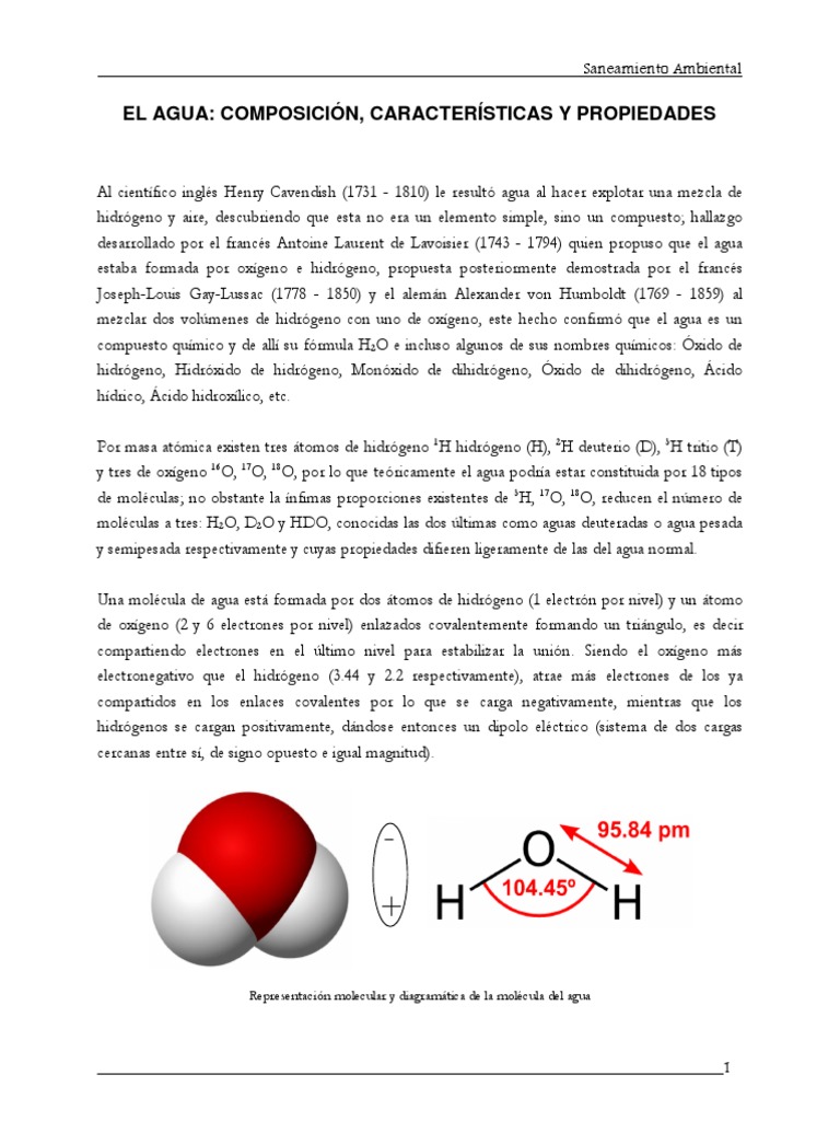 El Agua Composición, Características y Propiedades PDF | PDF ...