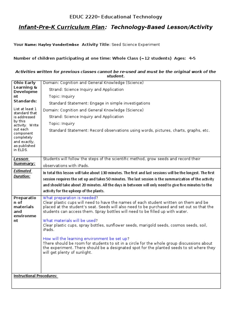 Seed Experiment Lesson Plan | PDF | Flowers | Scientific Method
