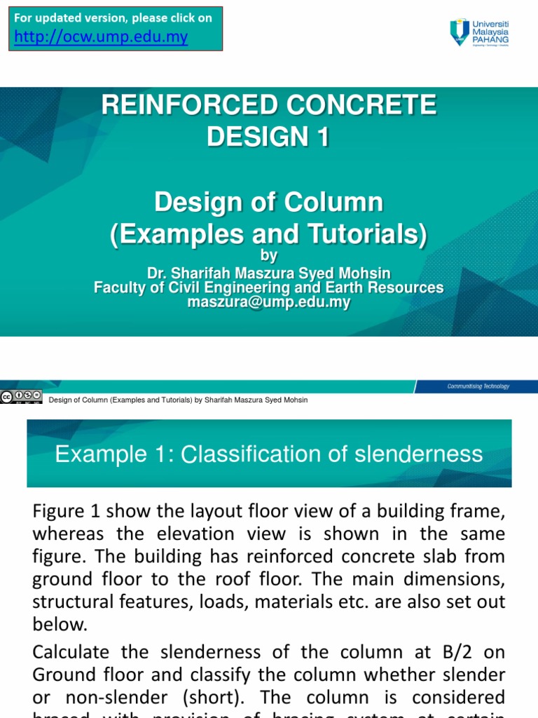 Reinforced Concrete Design 1 Design of Column (Examples and Tutorials ...