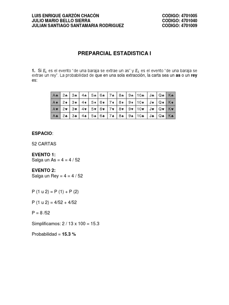 Preparcial Estadistica Segundo Corte | PDF | Probabilidad | Probabilidades y estadísticas