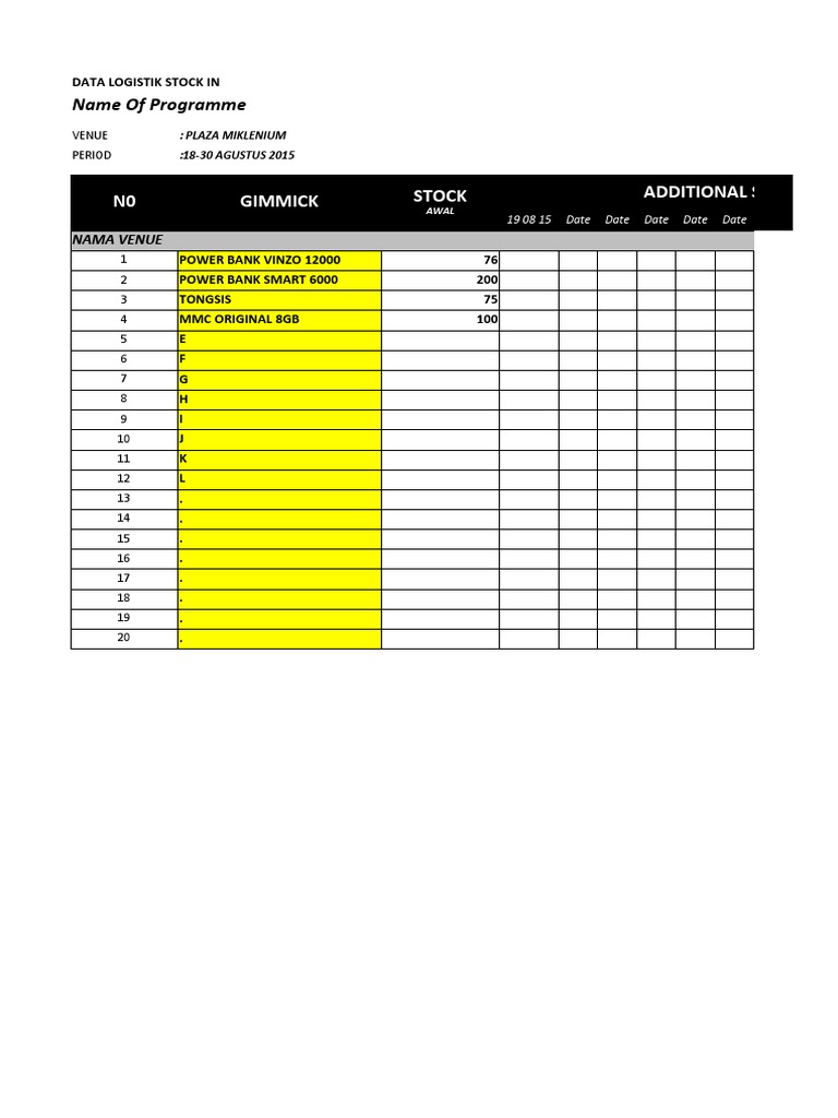 Stock Log for Plaza Miklenium Event | PDF | Logistics | Business Process