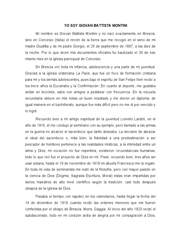 Biografía de Giovan Battista Montini | PDF | Papa Pío Xii | Sacerdote