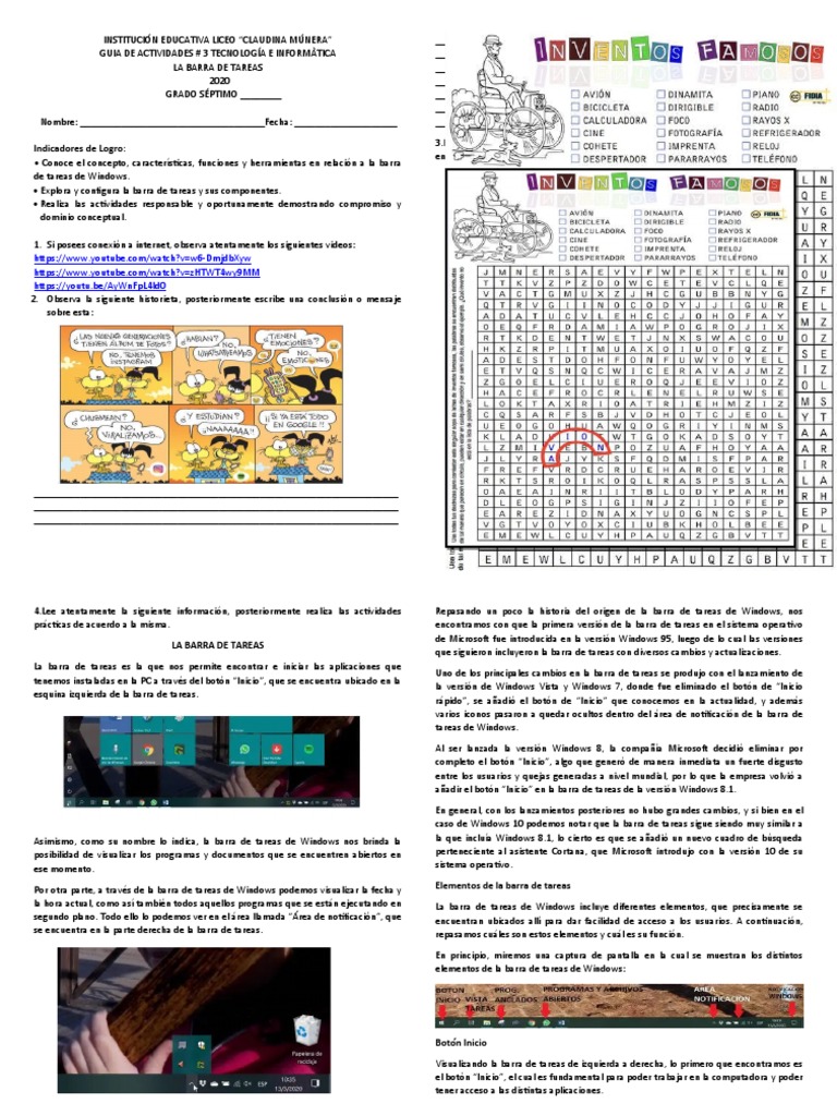 Guia de Actividades # 3 Tecnología e Informática Grado Séptimo | Descargar gratis PDF ...