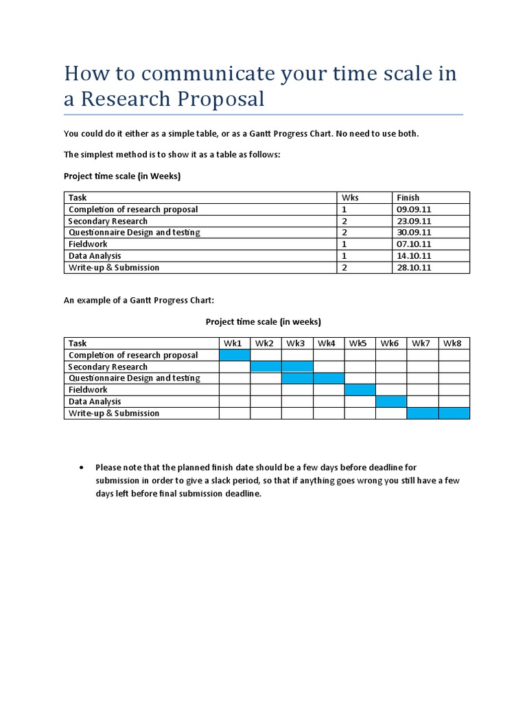 How To Communicate Your Time Scale in A Research Proposal | PDF