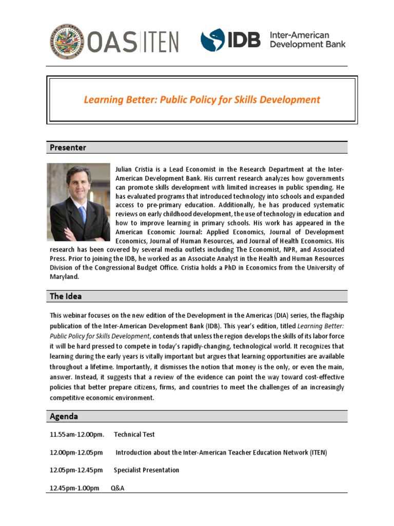 Skills Development in Public Policy | PDF | Inter American Development ...