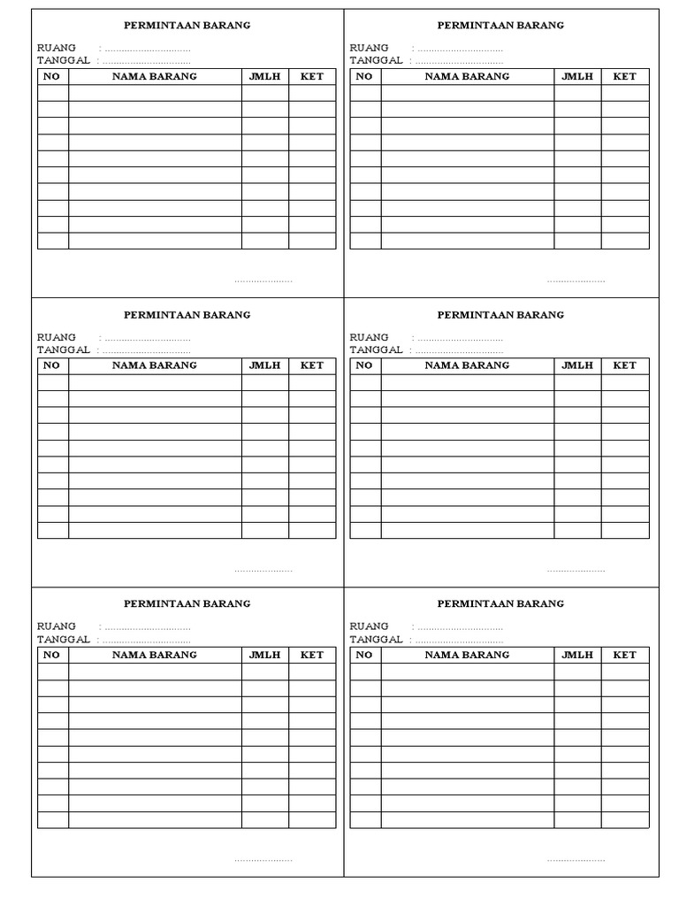 Form PERMINTAAN BARANG | PDF