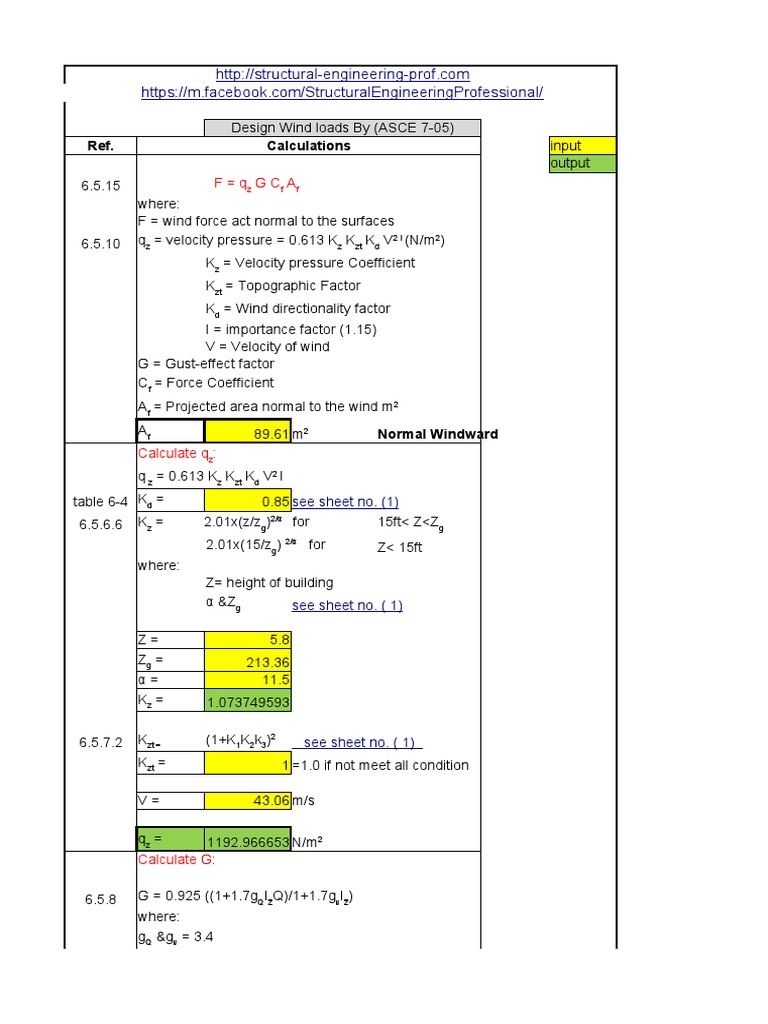 Wind Loads Calculations by ASCE7 05 For Any Building | PDF | Classical ...
