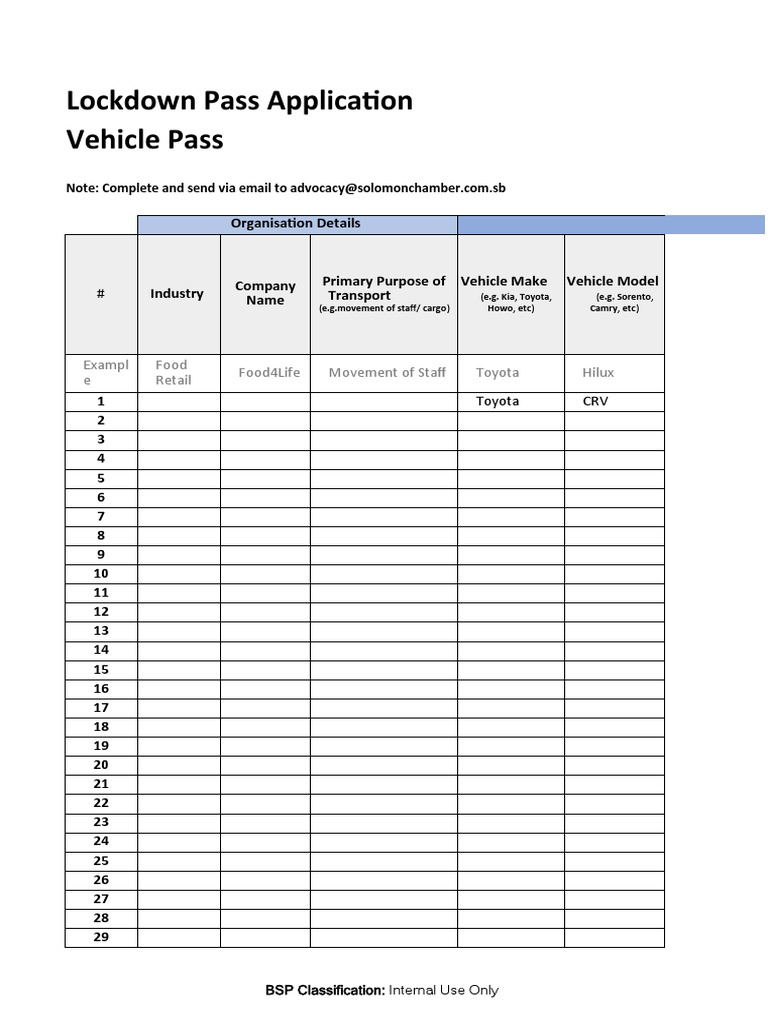 Lockdown Pass Application Form | PDF | Toyota | Land Transport