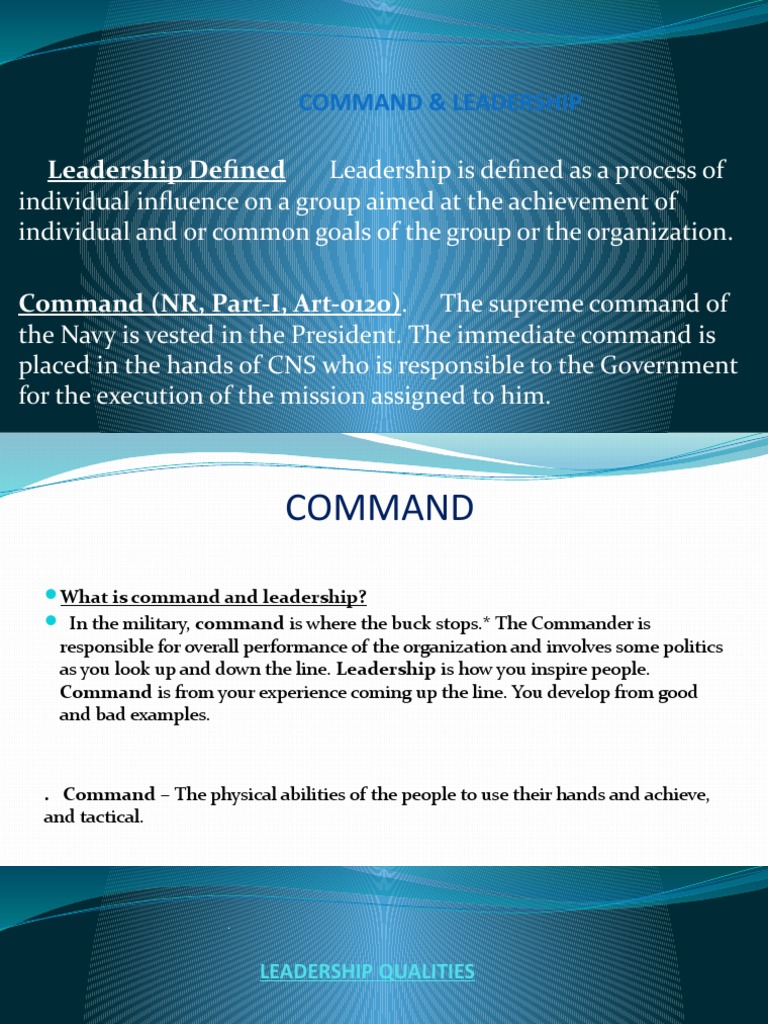 Command & Leadership: Leadership Defined Leadership Is Defined As A ...