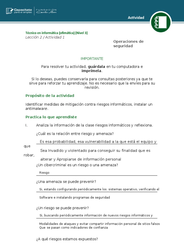 Seguridad Informática: Riesgos y Mitigación | PDF | Malware ...