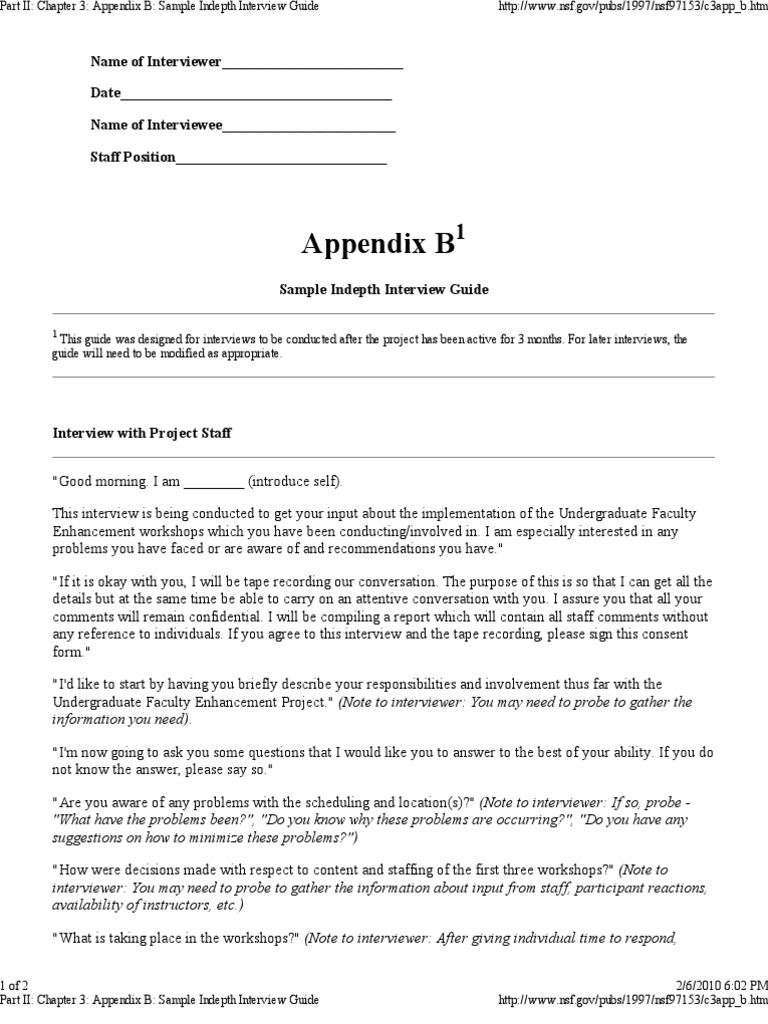 Depth Interview - Sample Guide I | Cognition | Psychology & Cognitive ...