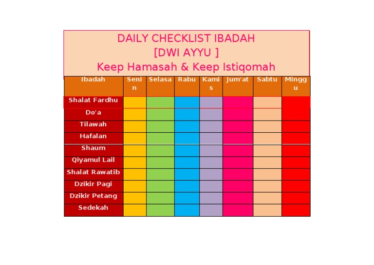 Daily Checklist Ibadah | PDF