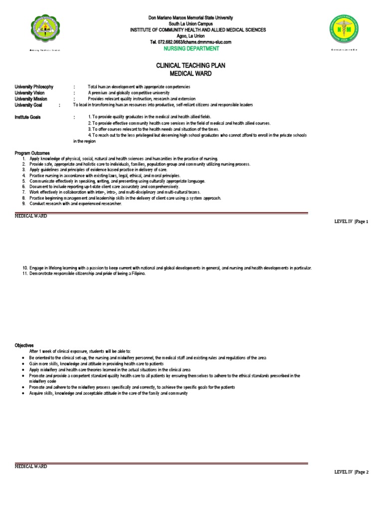 Clinical Teaching Plan - Medical Ward Jenny Salonga | PDF | Anatomical ...