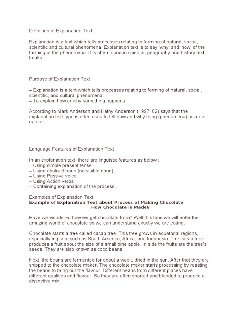 Example of Explanation Text About Process of Making Chocolate How ...