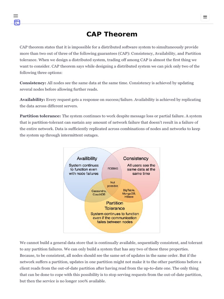 CAP Theorem: Consistency, Availability, Partition Tolerance | PDF