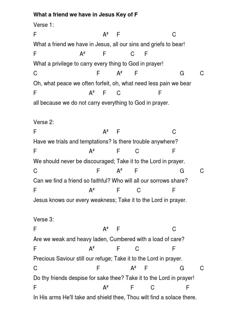 What A Friend We Have in Jesus - Key F | PDF